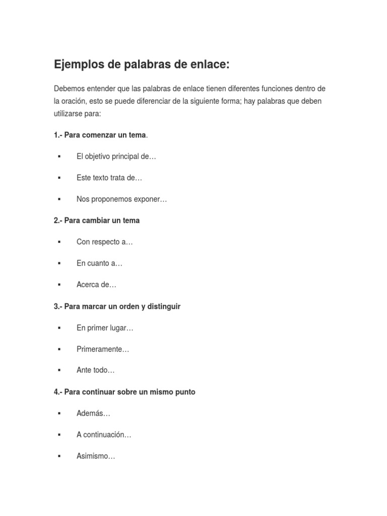 Palabras de Enlace