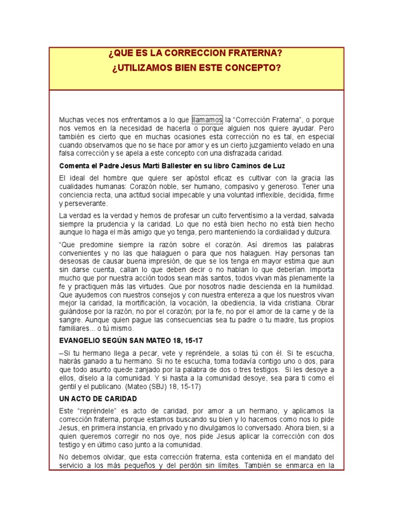 Que Es La Correccion Fraterna | PDF | Cristo (título) | Amor