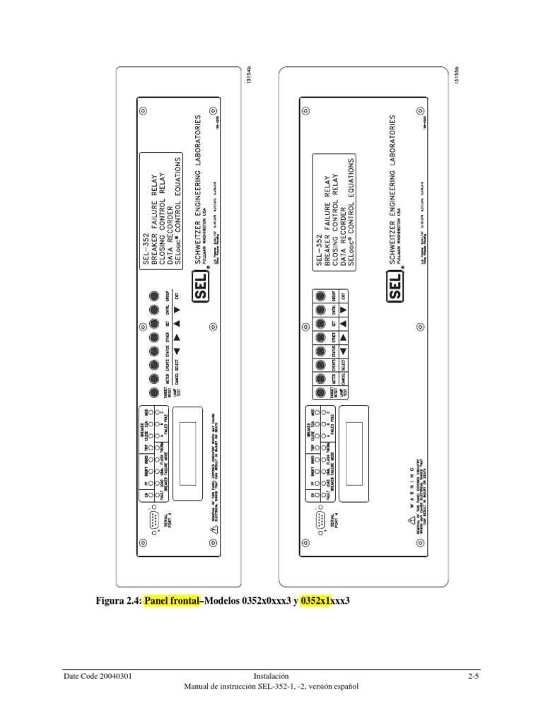 RELE 352 2 Imagen Panel Frontal | PDF