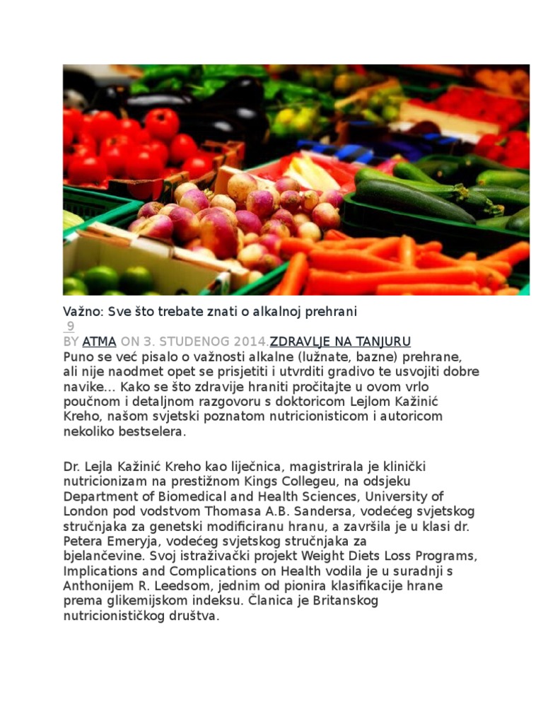 Sve Što Trebate Znati o Alkalnoj Ishrani | PDF