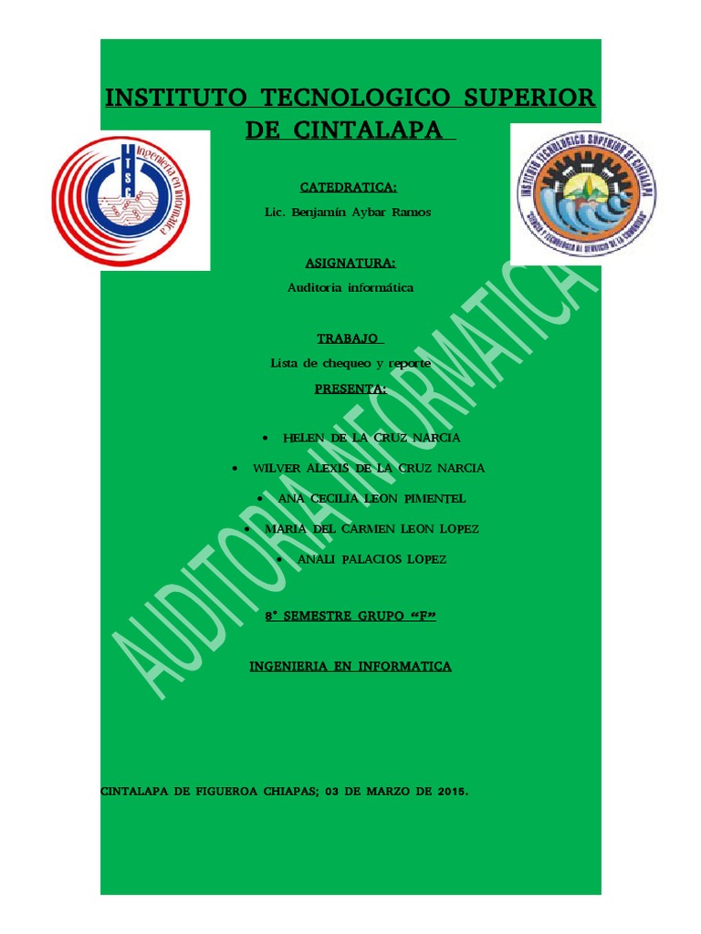 Reporte Del Checklist | PDF | Hardware de la computadora | Contralor