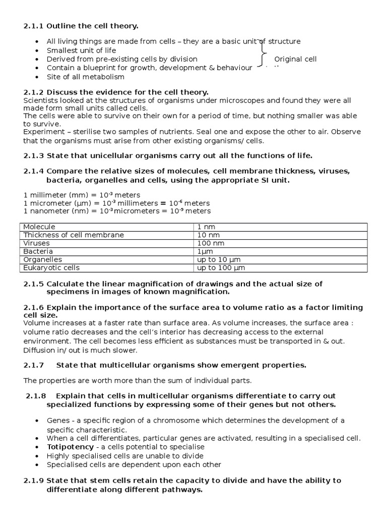 Ib Biology Topic 1 Cells | PDF | Mitosis | Cell (Biology)