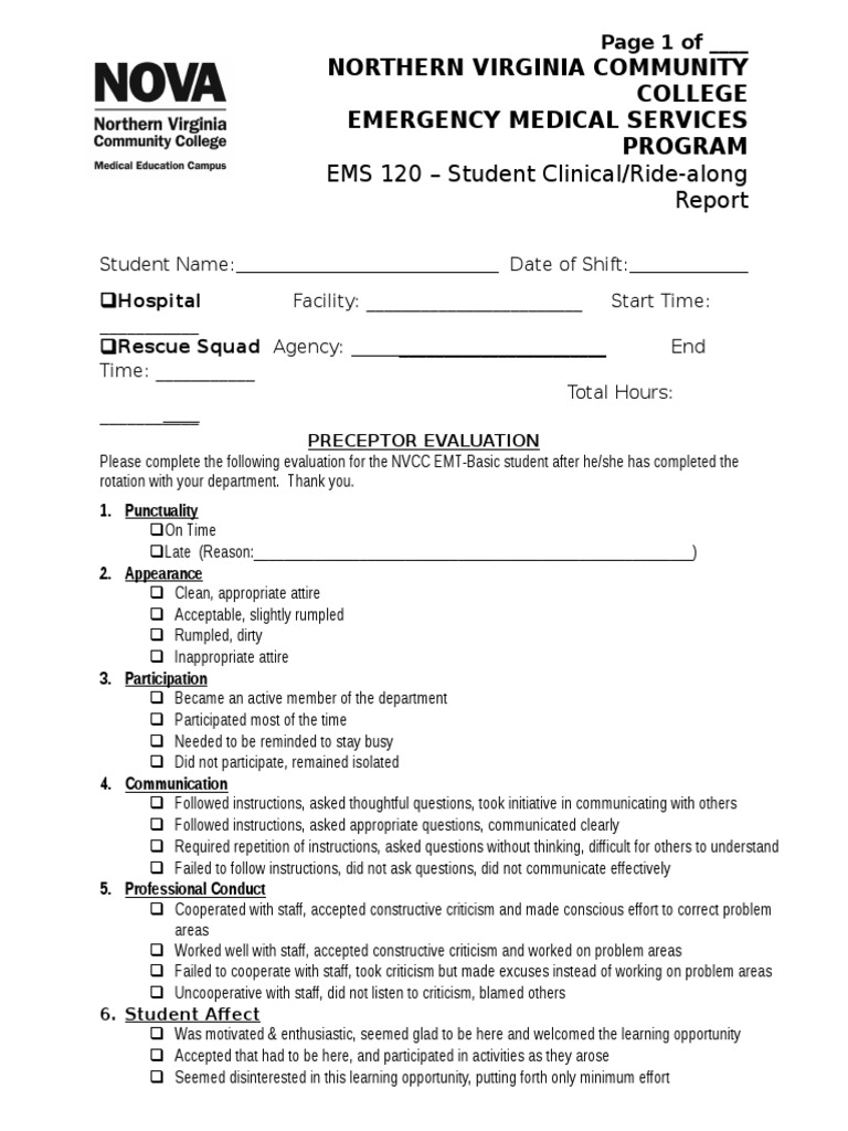 EMS 120 Clinical Form (Rev 4-2014) | PDF | Emergency Medical Services ...