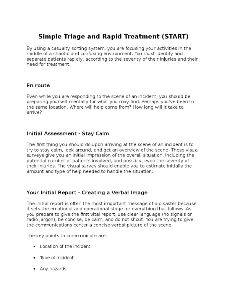 START Triage System Overview | PDF | Dangerous Goods | Emergency Department