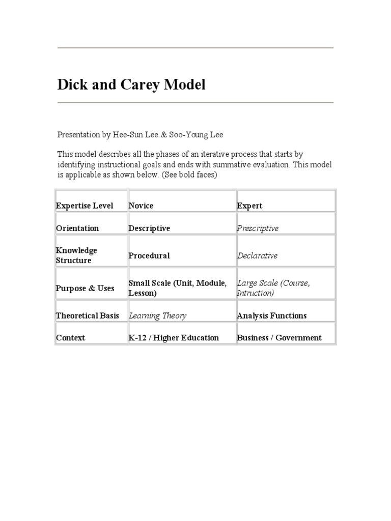 Dick and Carey Model | PDF | Instructional Design | Lesson Plan