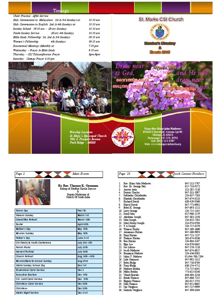 St. Mark’s CSI Church 2015 Directory | PDF | Episcopal Church (United ...