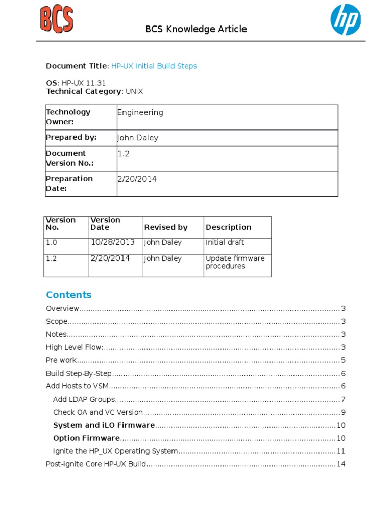 HP-UX Server Initial Build Guide | PDF