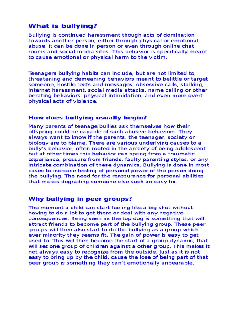 What Is Bullying | PDF | Bullying | Adolescence