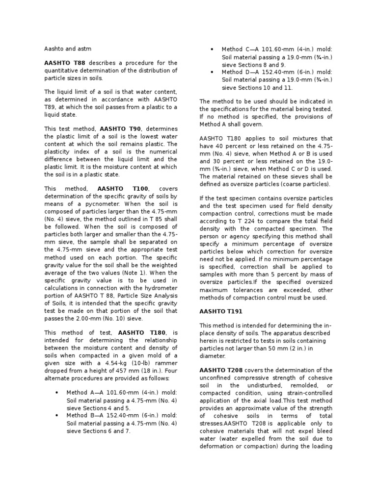 AASHTO and ASTM | PDF | Soil | Materials Science