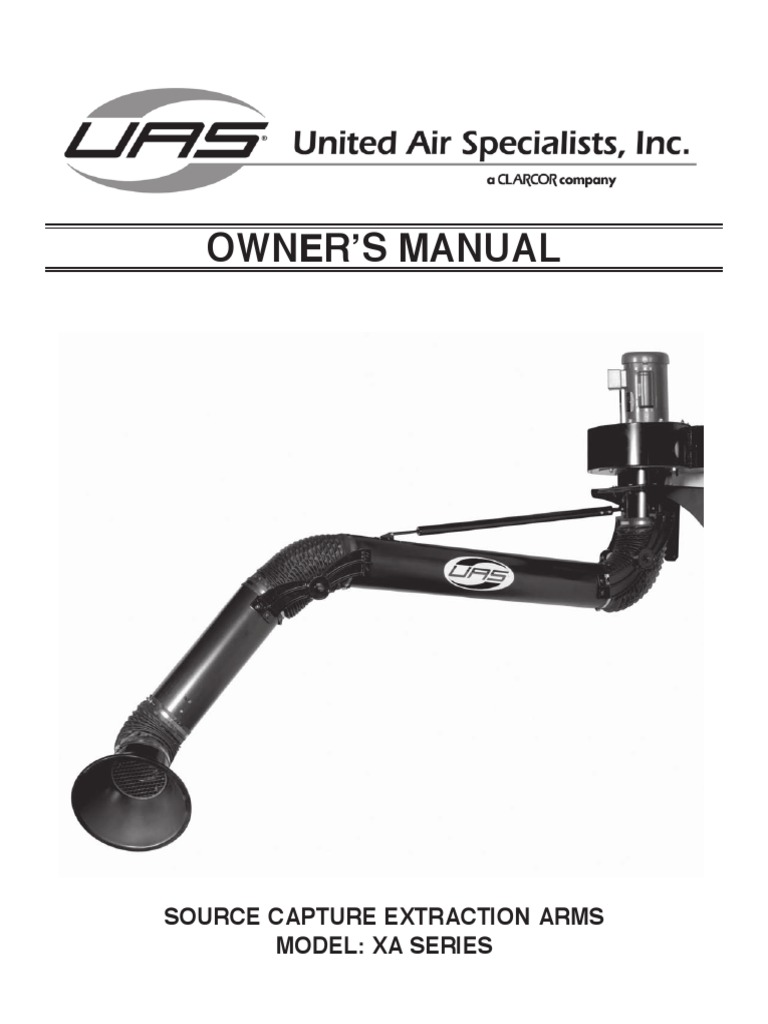 Uas Owners Manual Xa Extraction Arm | PDF | Duct (Flow) | Nut (Hardware)