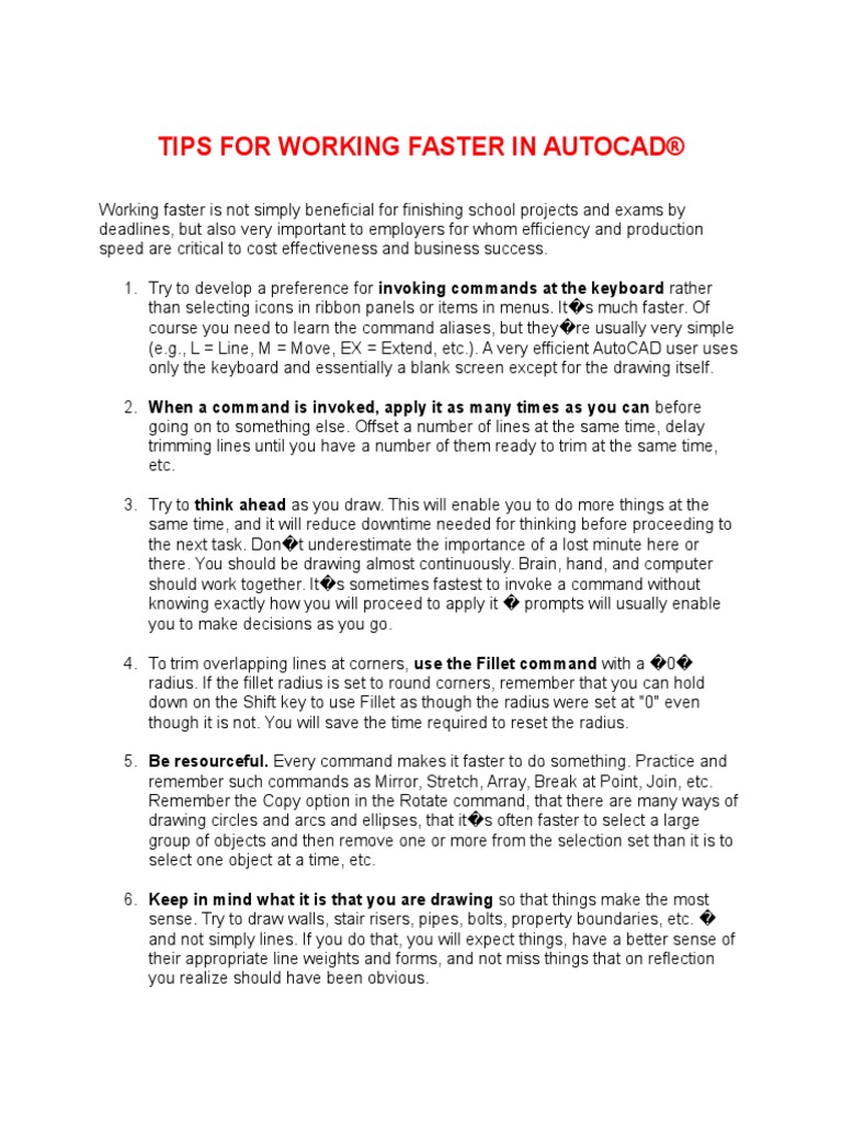 Tips For Working Faster in Autocad | PDF | Computer Keyboard | Computing