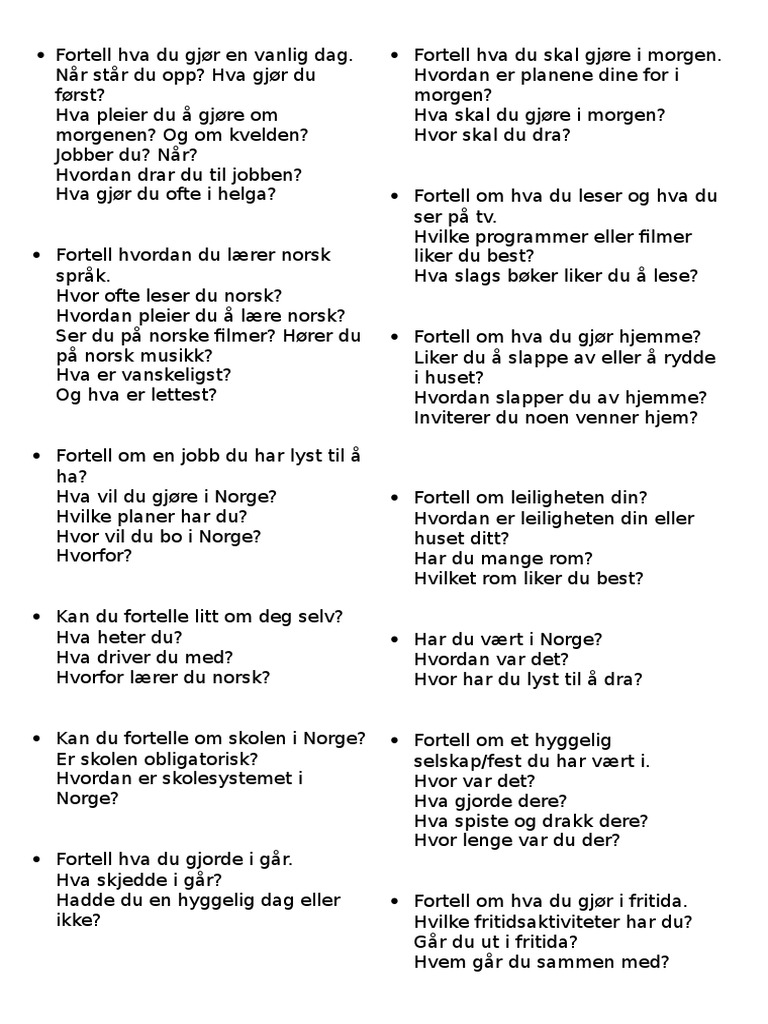 Muntlige Oppgaver Mix | PDF