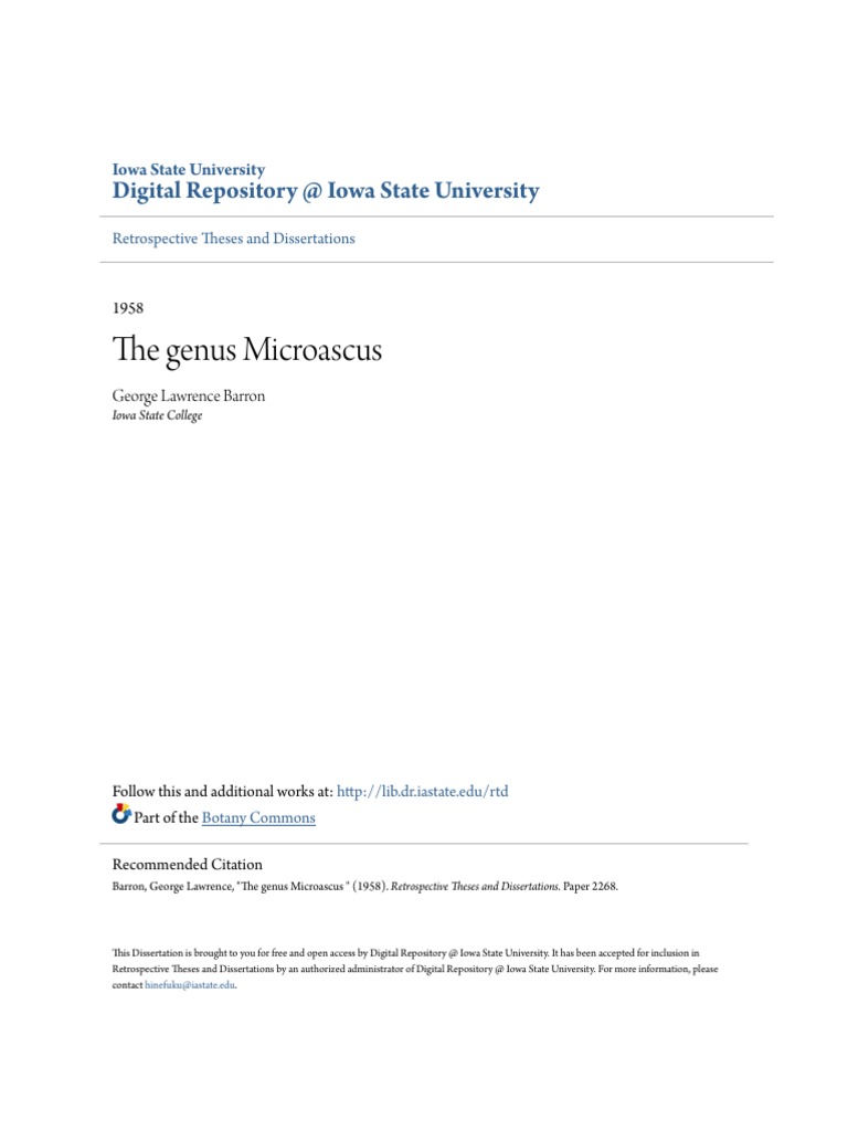 Mycology: The Genus Microascus | PDF | Genus | Thesis