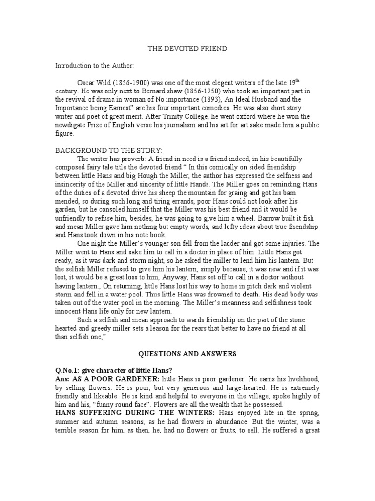 The Devoted Friend | PDF