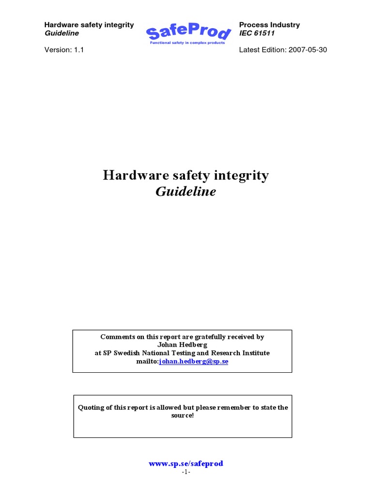 Hardware Safety Integrity Guideline Process Version 1.1 | PDF | Safety ...