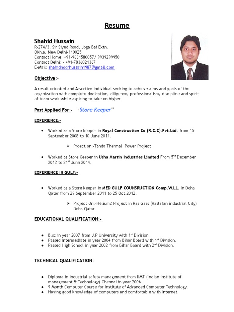 Store Keeper Resume | Download Free PDF | Business