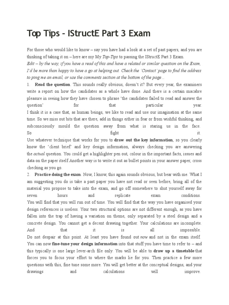 IstructE exam tips | Test (Assessment) | Cognition