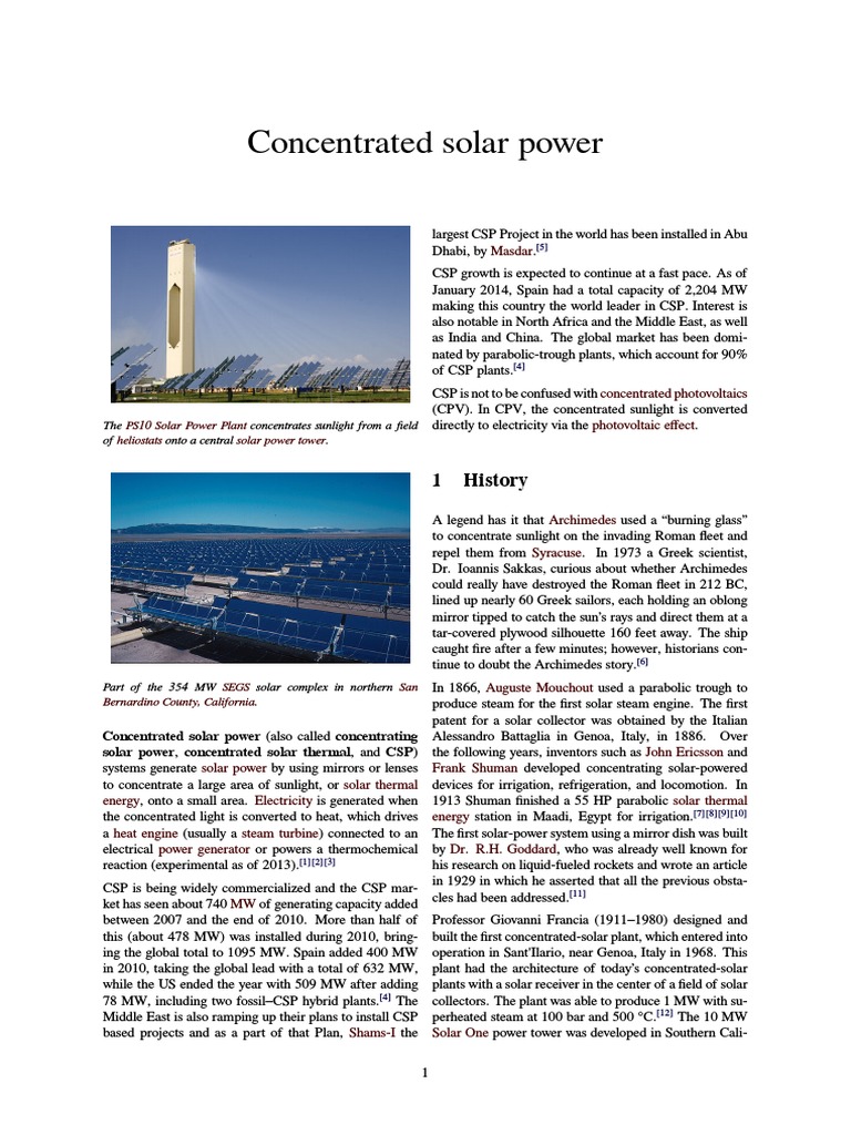 Concentrated Solar Power | PDF | Solar Energy | Solar Power