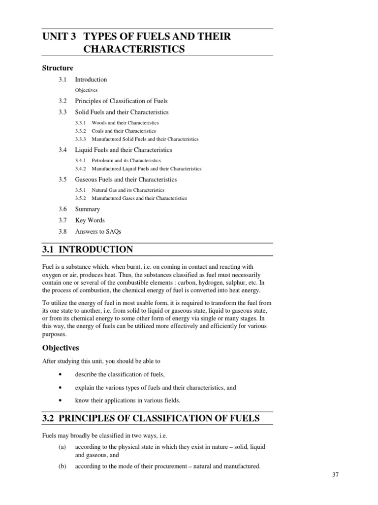 Types of Fuel and Their Characteristics | PDF