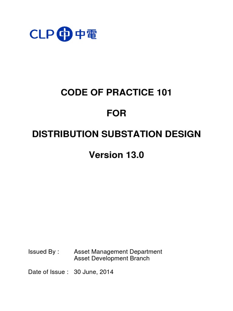 Code of Practice 101 | PDF | Electrical Substation | Duct (Flow)