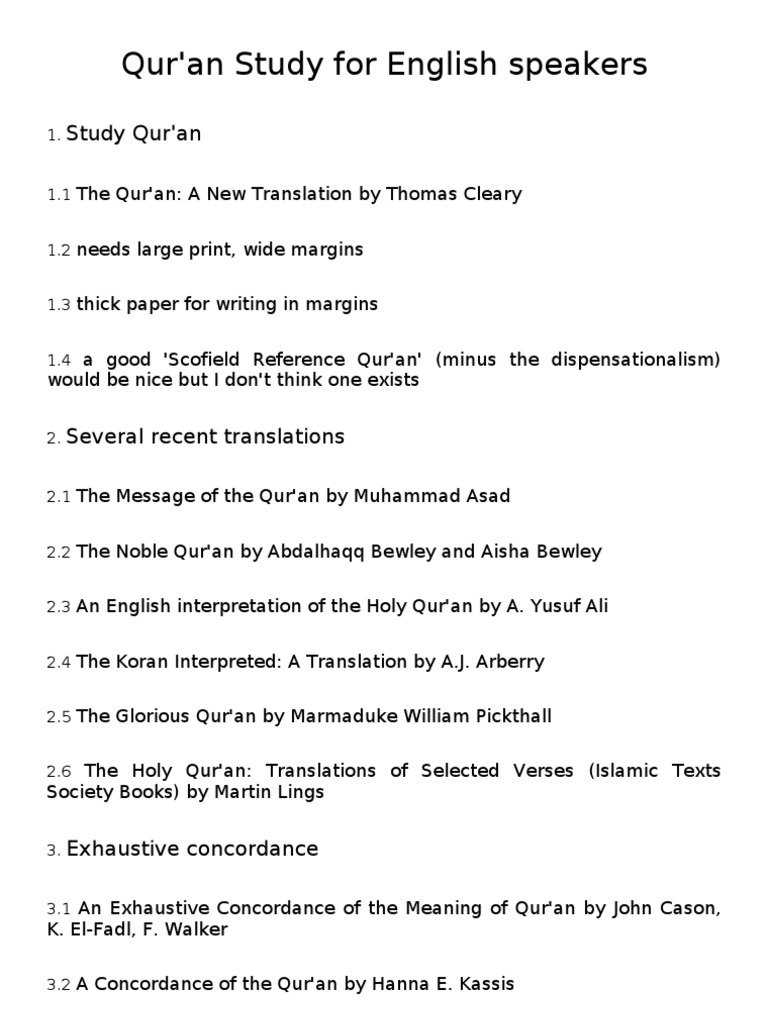 Quran Study Methods Resources List | PDF | Quran | Islam