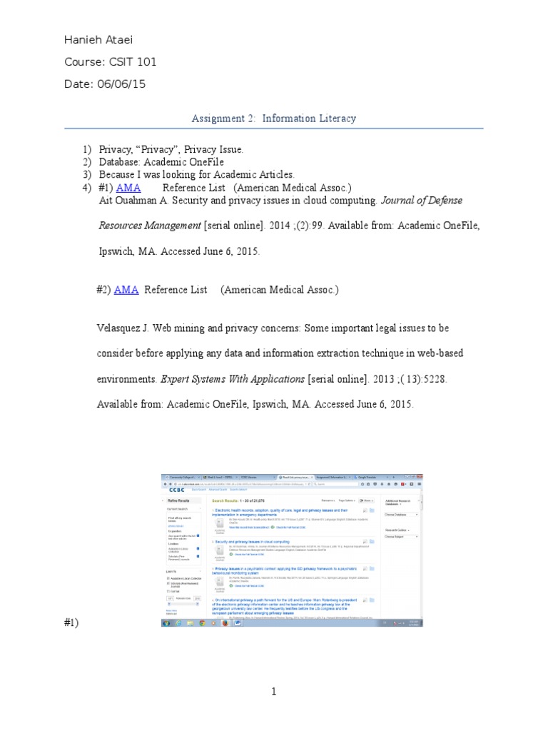 Assignment 2: Information Literacy | PDF