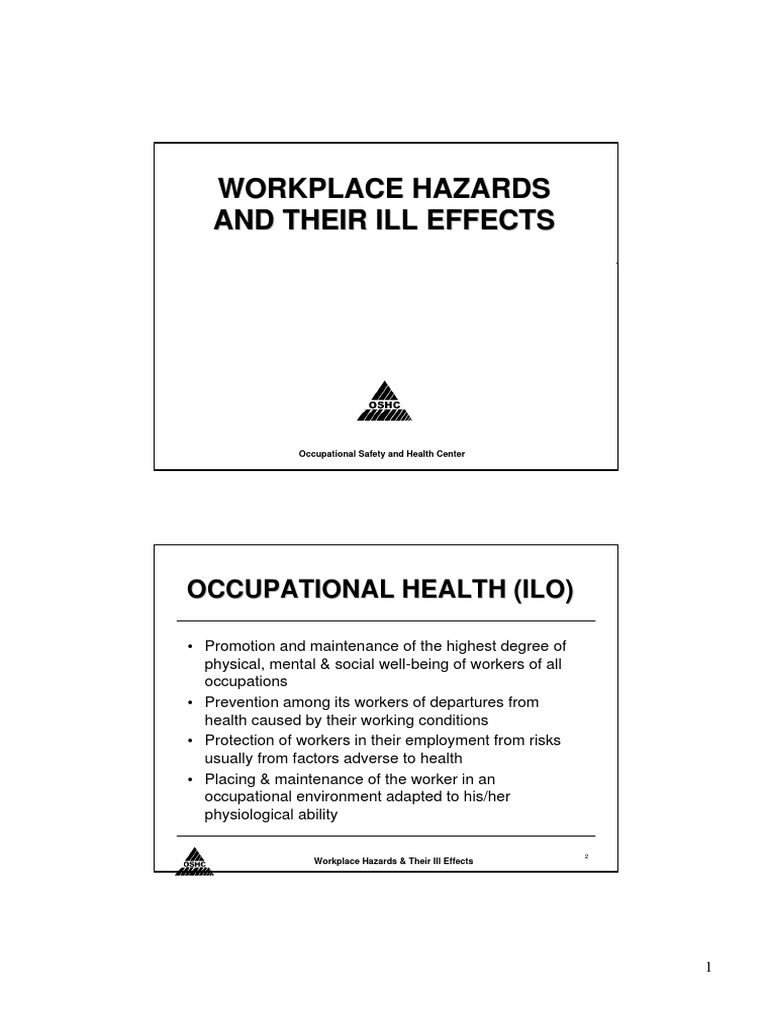 Workplace Hazards & Their Effects | PDF | Human Factors And Ergonomics ...