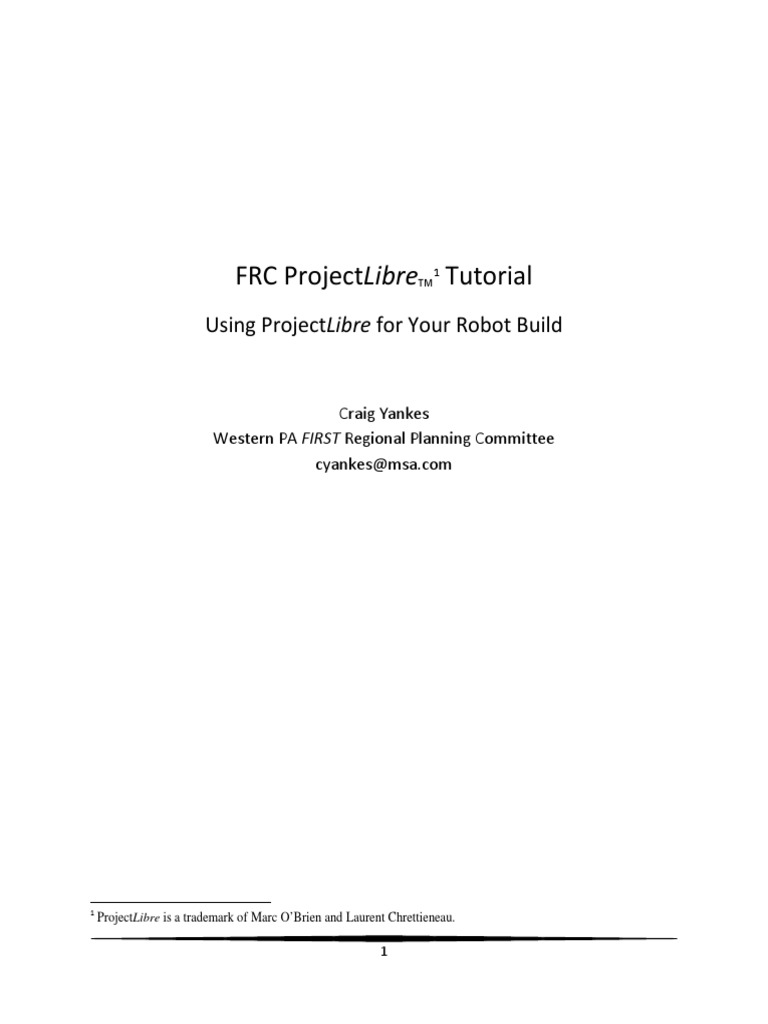 ProjectLibre FRC Tutorial | PDF | Software Release Life Cycle | Project Management