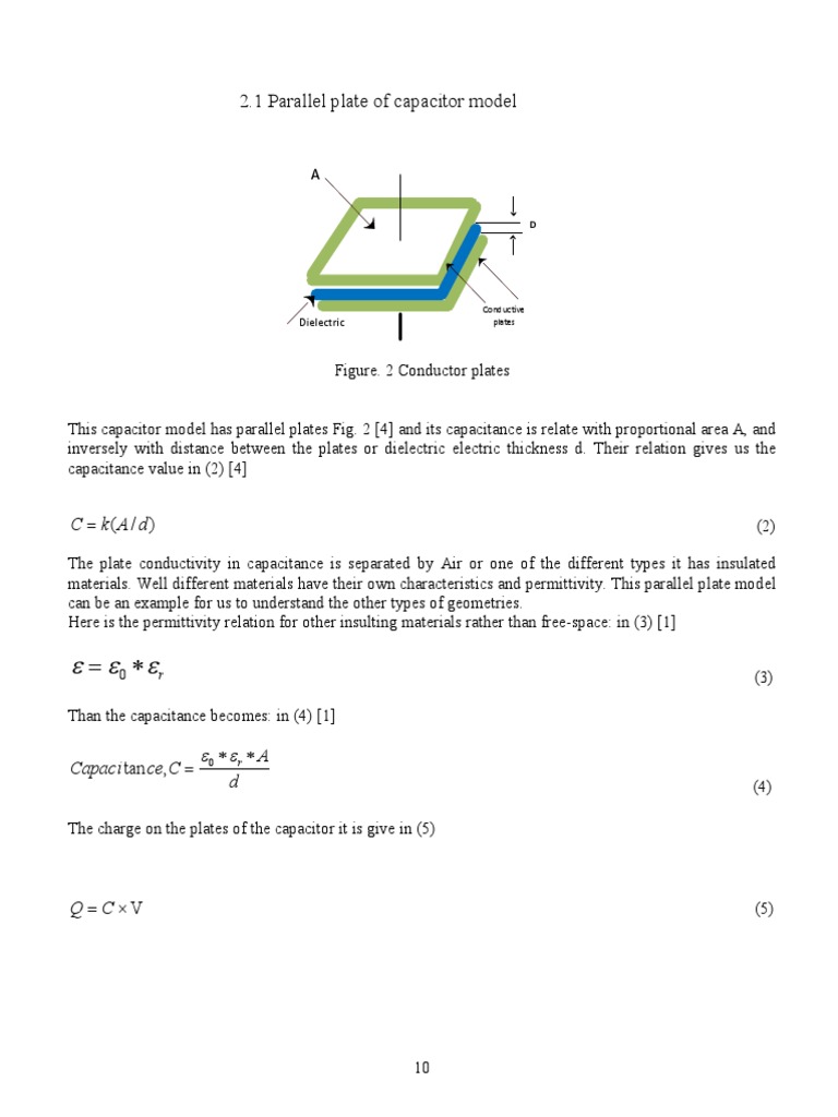 2.1 Parallel Plate of Capacitor Model: C K (A / D) | PDF