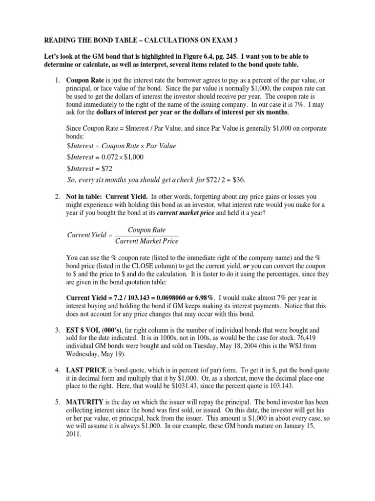 Reading The Bond Table HO | PDF | Bonds (Finance) | Yield (Finance)