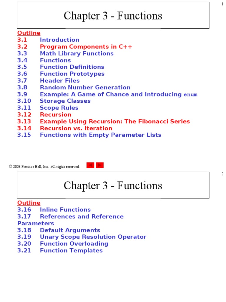 Chapter 3 - Functions: Outline 3.1 3.2 Program Components in C++ | PDF ... Chapter 3 - Functions: Outline 3.1 3.2 Program Components in C++ | PDF ...