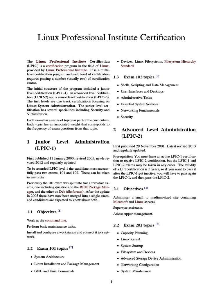 Linux Professional Institute Certification | PDF | Linux | Operating ...