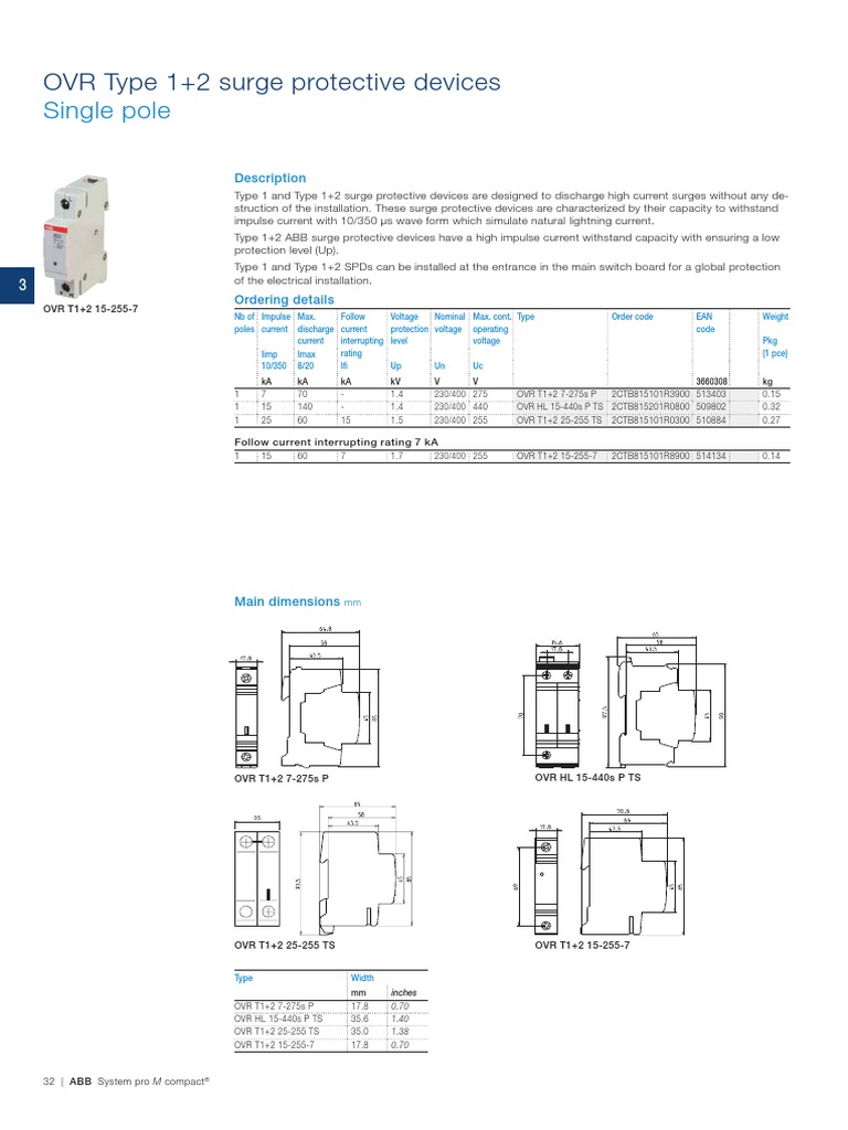 Single Pole: OVR Type 1+2 Surge Protective Devices | PDF | Fuse ...