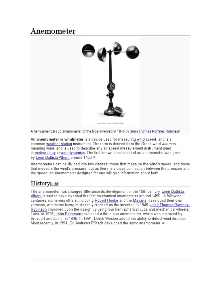 Anemometer: History | PDF | Continuum Mechanics | Applied And ...
