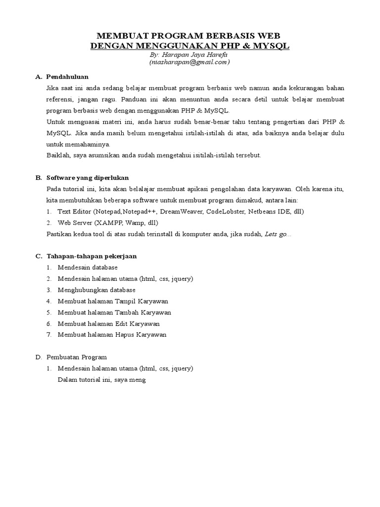 Membuat Program Sederhana Menggunakan Php Mysql Jquery Dan Ajax Pdf
