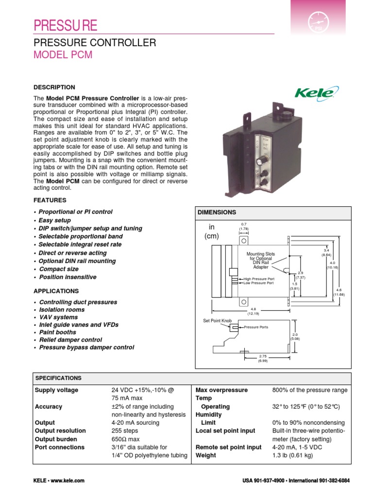 KELE Control Dif Presion Aire | PDF | Switch | Duct (Flow)
