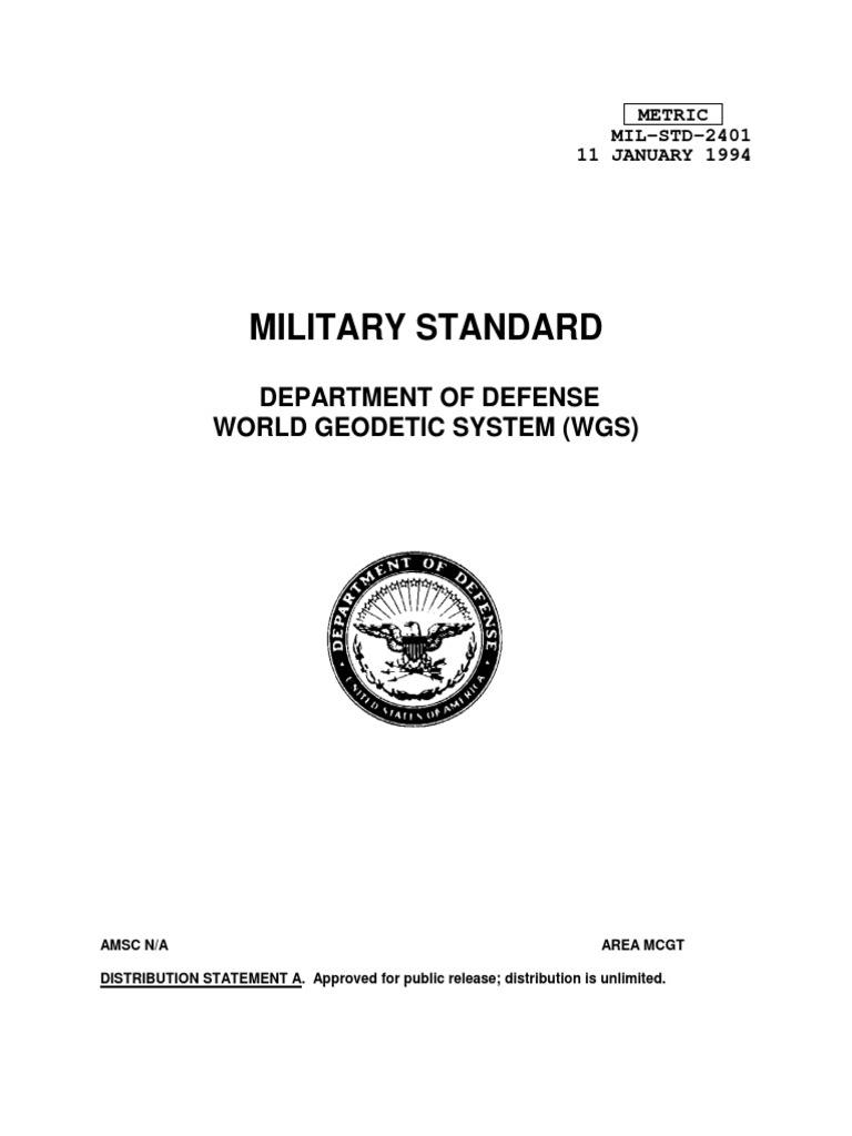 Military Standard: Department of Defense World Geodetic System (WGS ...
