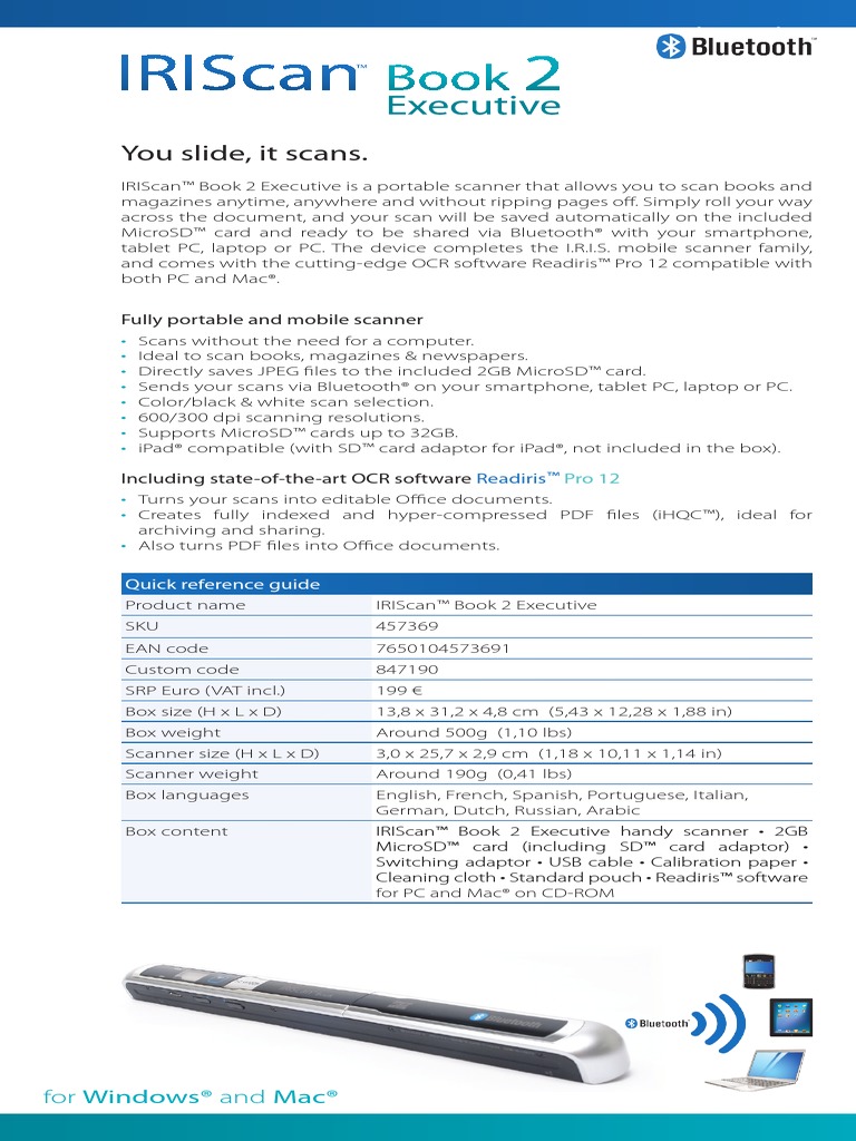 IRIScan Book 2 Executive IDCARD en | PDF | Image Scanner | Macintosh