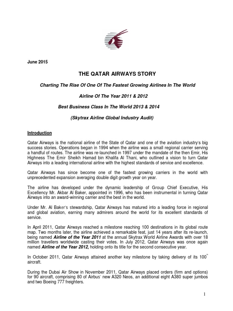 The Story of Qatar Airways - English | PDF | Industries | Aeronautics