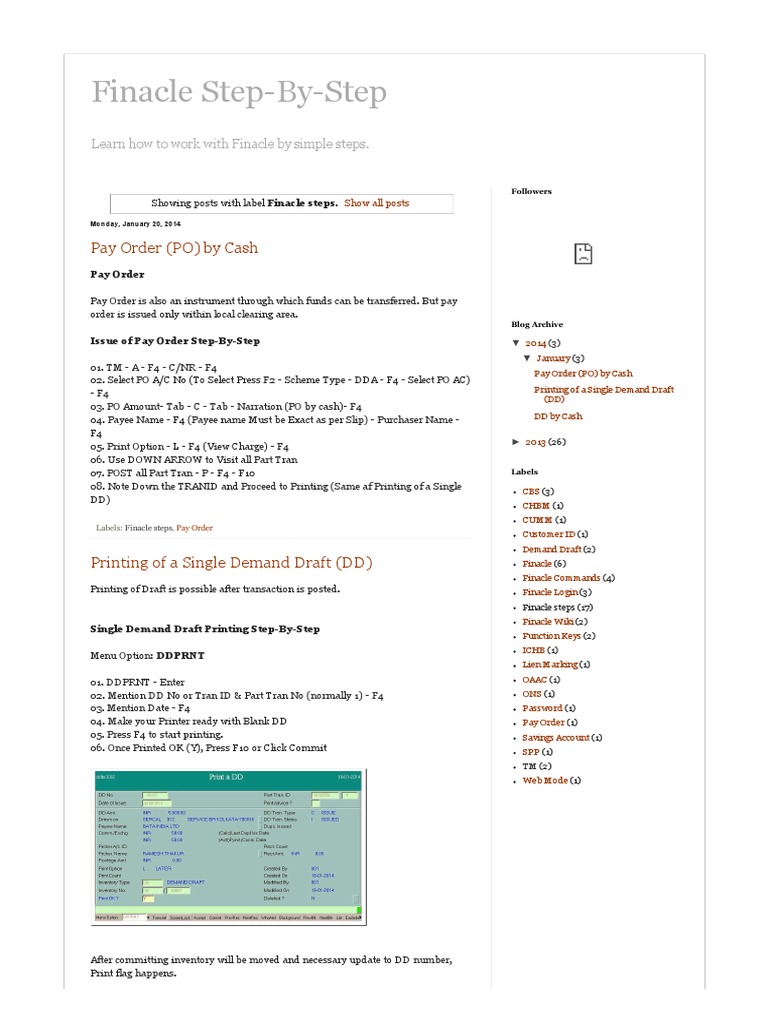 Best Finacle Step-By-Step - Finacle Steps PDF | PDF | Cheque | Payments
