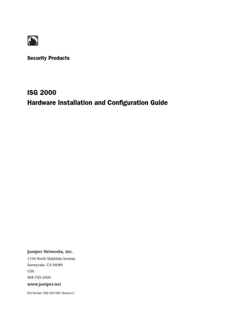 ISG 2000 Hardware Installation and Configuration Guide: Security ...