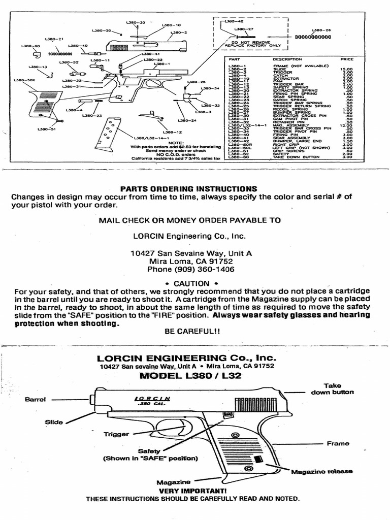 Lorcin L380 Manual | Magazine (Firearms) | Handgun