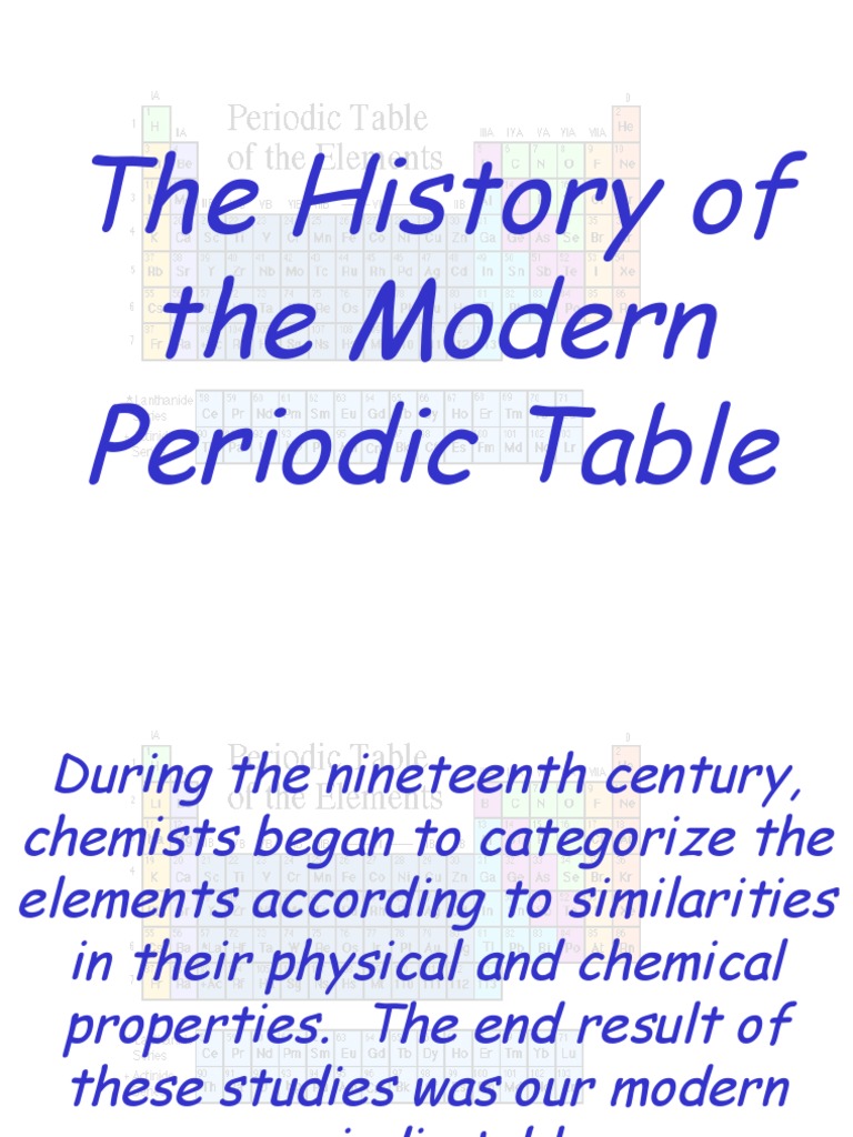 The History of The Modern Periodic Table | PDF | Periodic Table ...