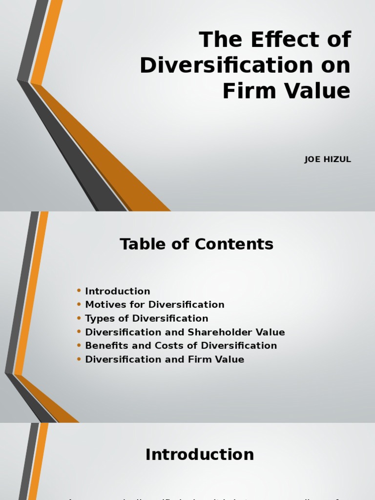 The Effect of Diversification On Firm Value: Joe Hizul | PDF ...