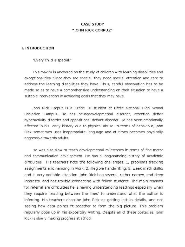 Case Study | PDF | Learning Disability | Reading Comprehension