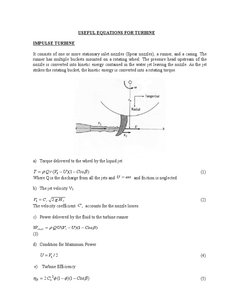 Useful Equation For Turbine | PDF | Turbine | Jet Engine