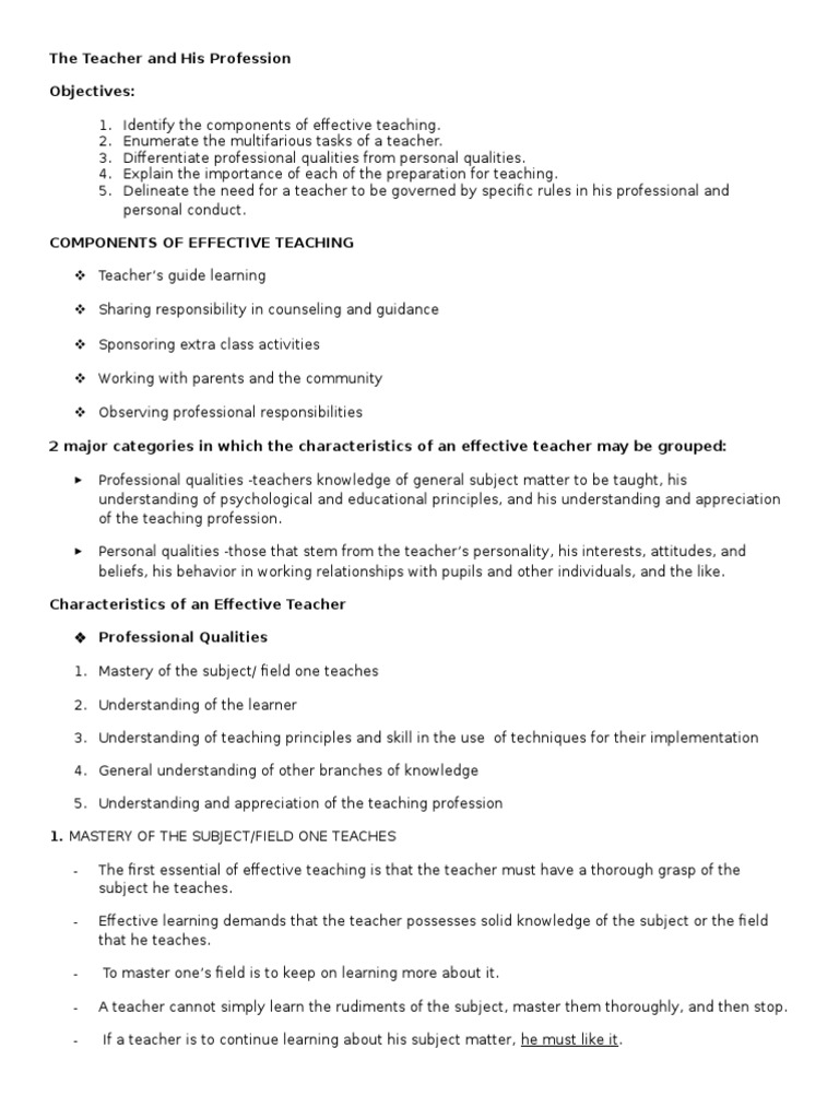 The Teacher and His Profession Written Report | PDF | Teachers ...