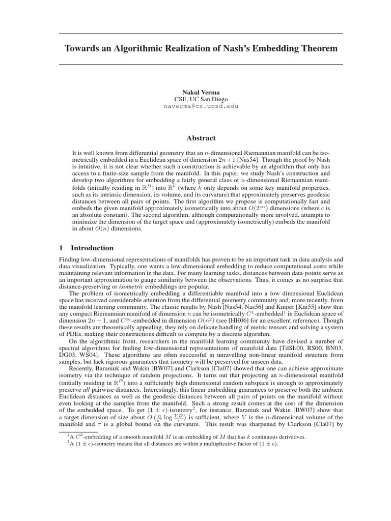 Towards An Algorithmic Realization of Nash's Embedding Theorem | PDF ...