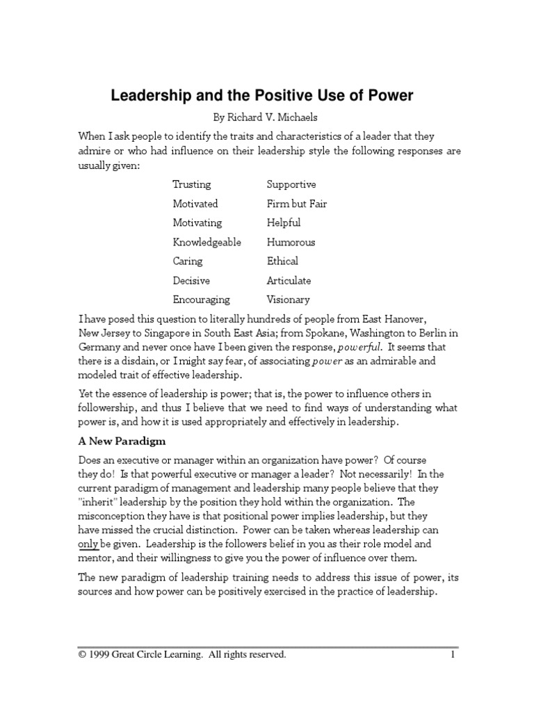 Leadership and Power | PDF | Empowerment | Leadership
