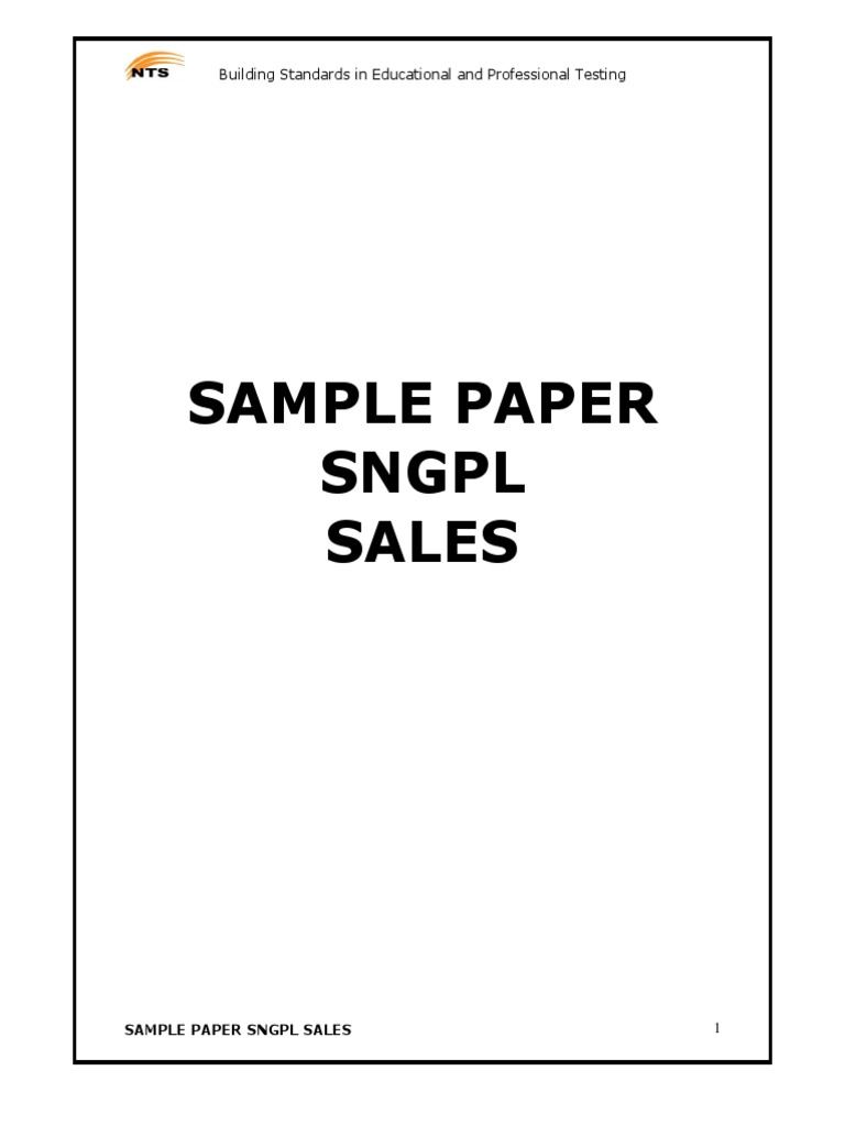 Sample Paper SNGPL Sales: Building Standards in Educational and ...